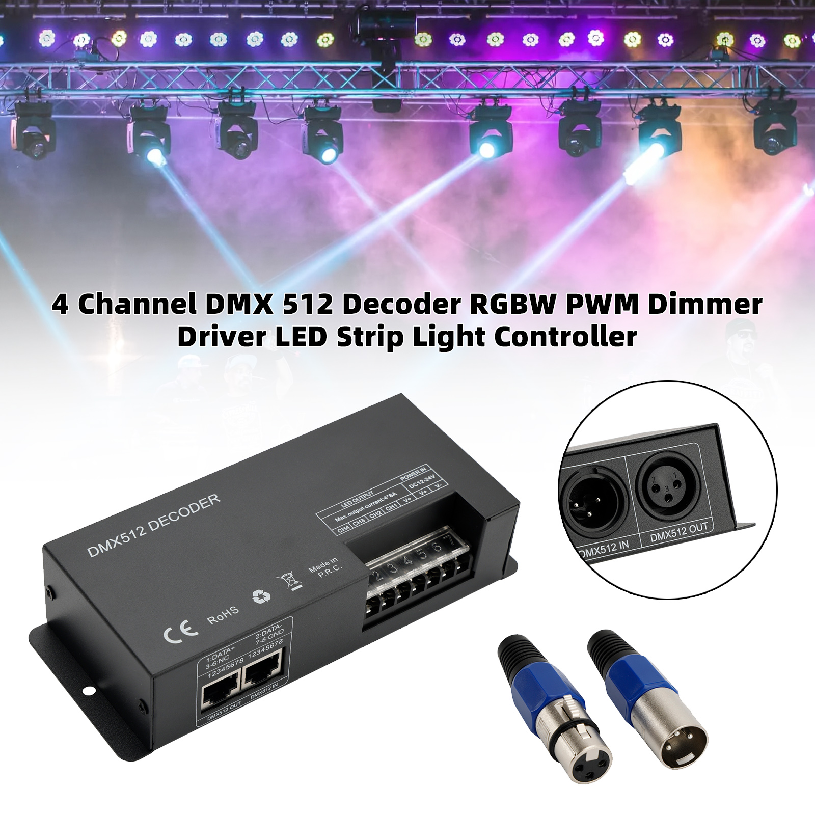 4 Channel DMX 512 Decoder RGBW PWM Dimmer Driver LED Strip Light ...