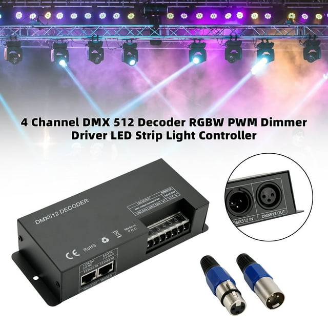 4 Channel DMX 512 Decoder RGBW PWM Dimmer Driver LED Strip Light Controller - Walmart.com