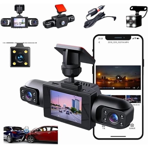 4-Channel Dash Cam, 360° Car Camera System with 4K Front + 1080P Rear ...