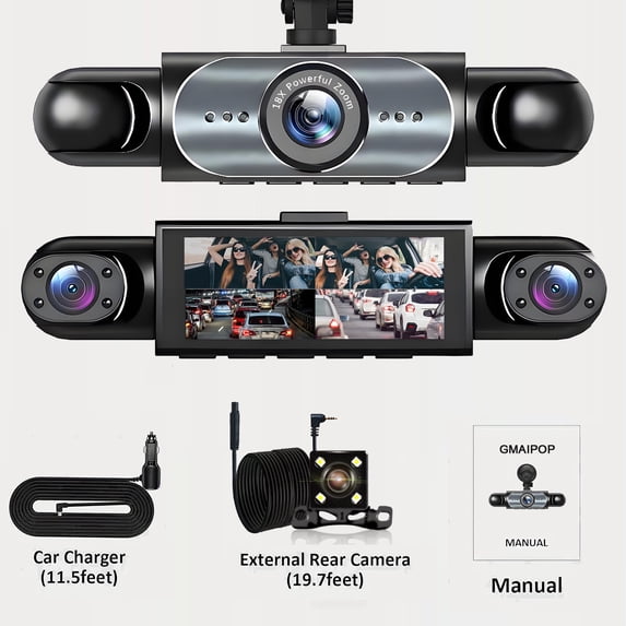 4 Channel Dash Cam 360° Car Video Recorder with Night Vision 24/7 ...