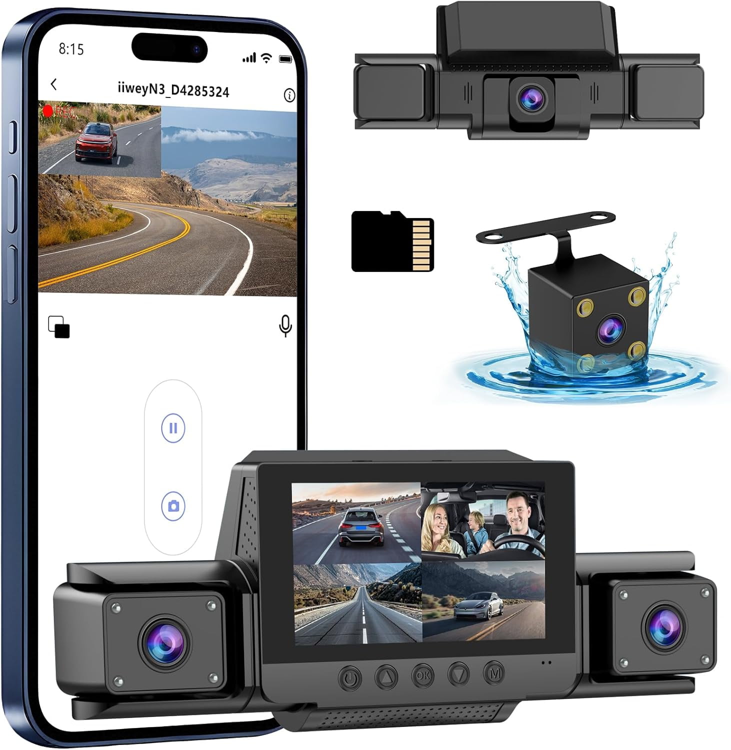4 Channel Dash Cam 360° View,4K Front and Rear Inside Left Right,Full ...