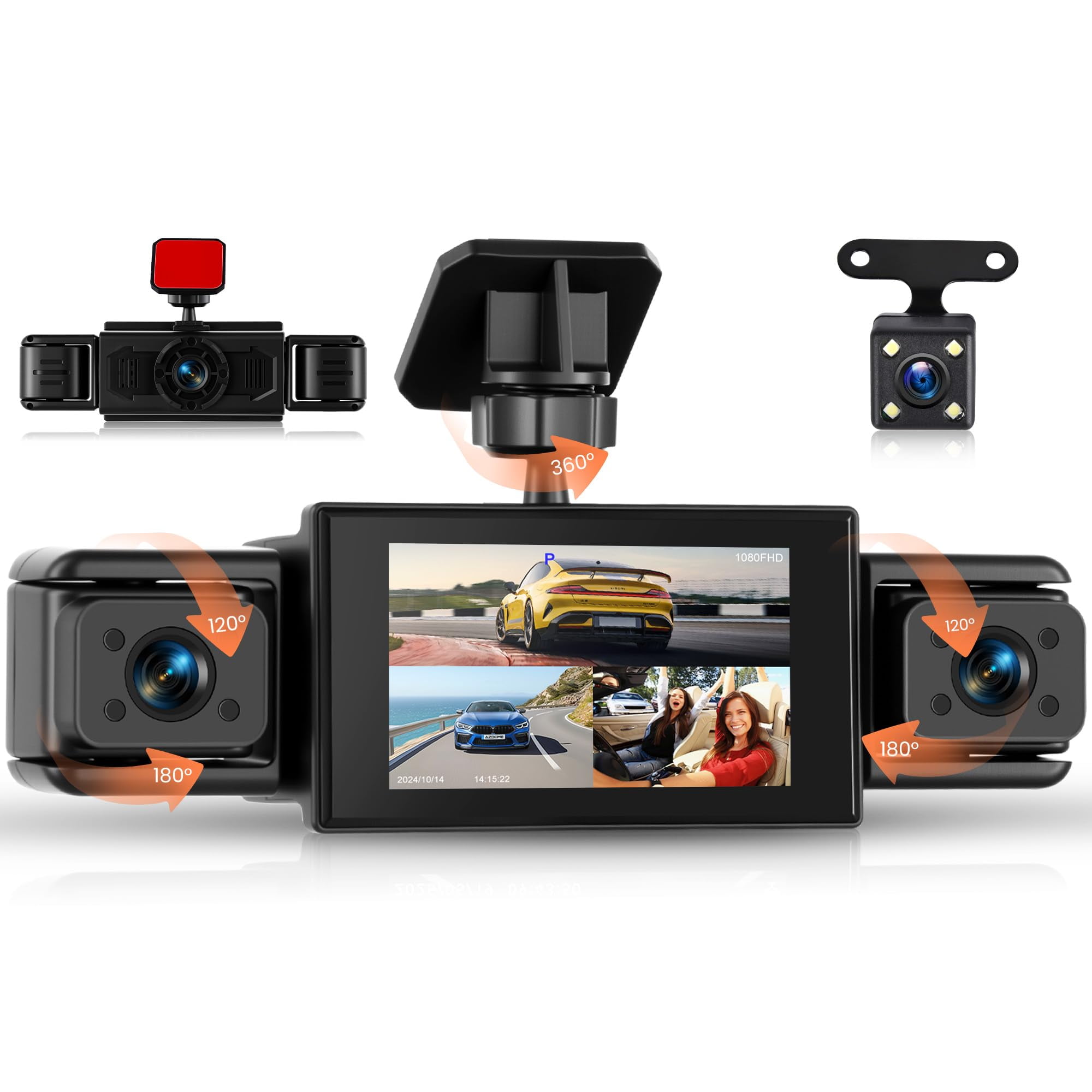 4 Channel Dash Cam Front and Rear Inside Left Right, Dash Camera for ...