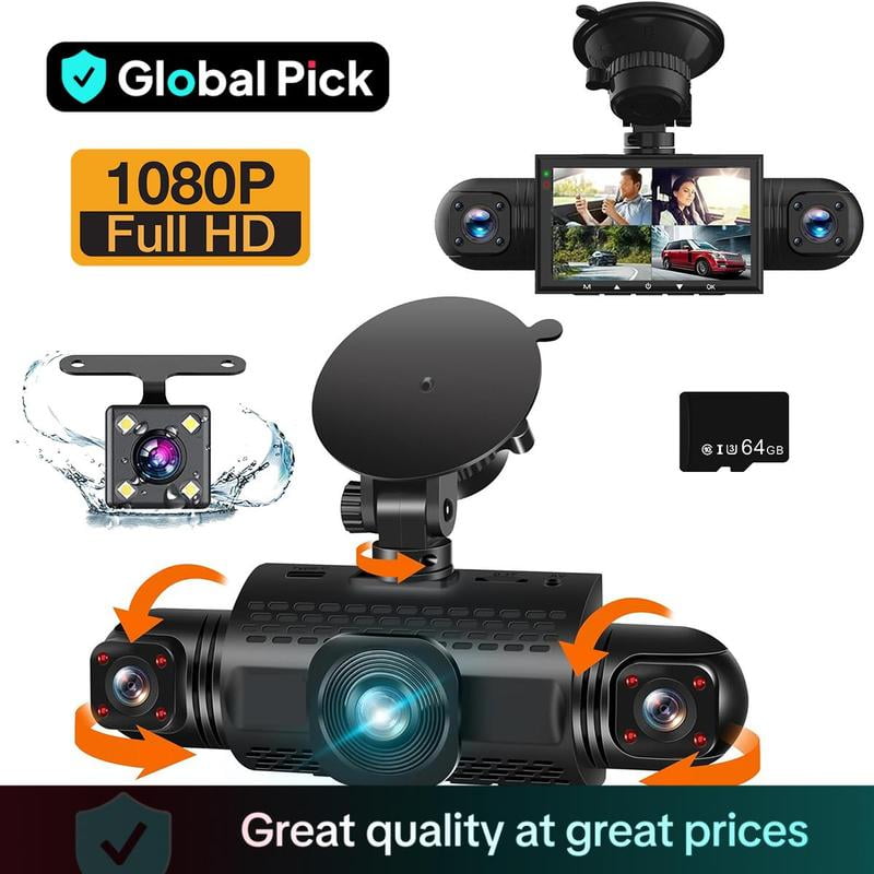 4 Channel Dash Camera for Car, 1 Set 360° Swivel Camera, Full HD Front ...