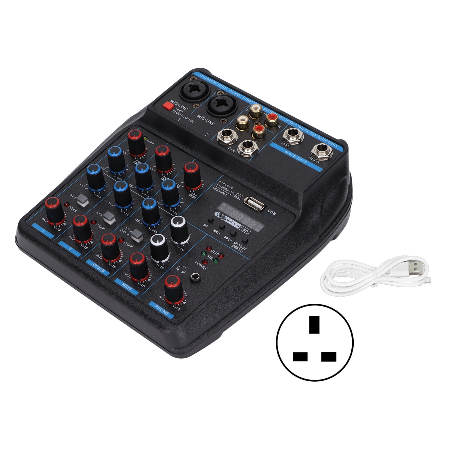 4-Channel Digital USB Bluetooth Audio Mixer Board for DJ, PC, and Live ...
