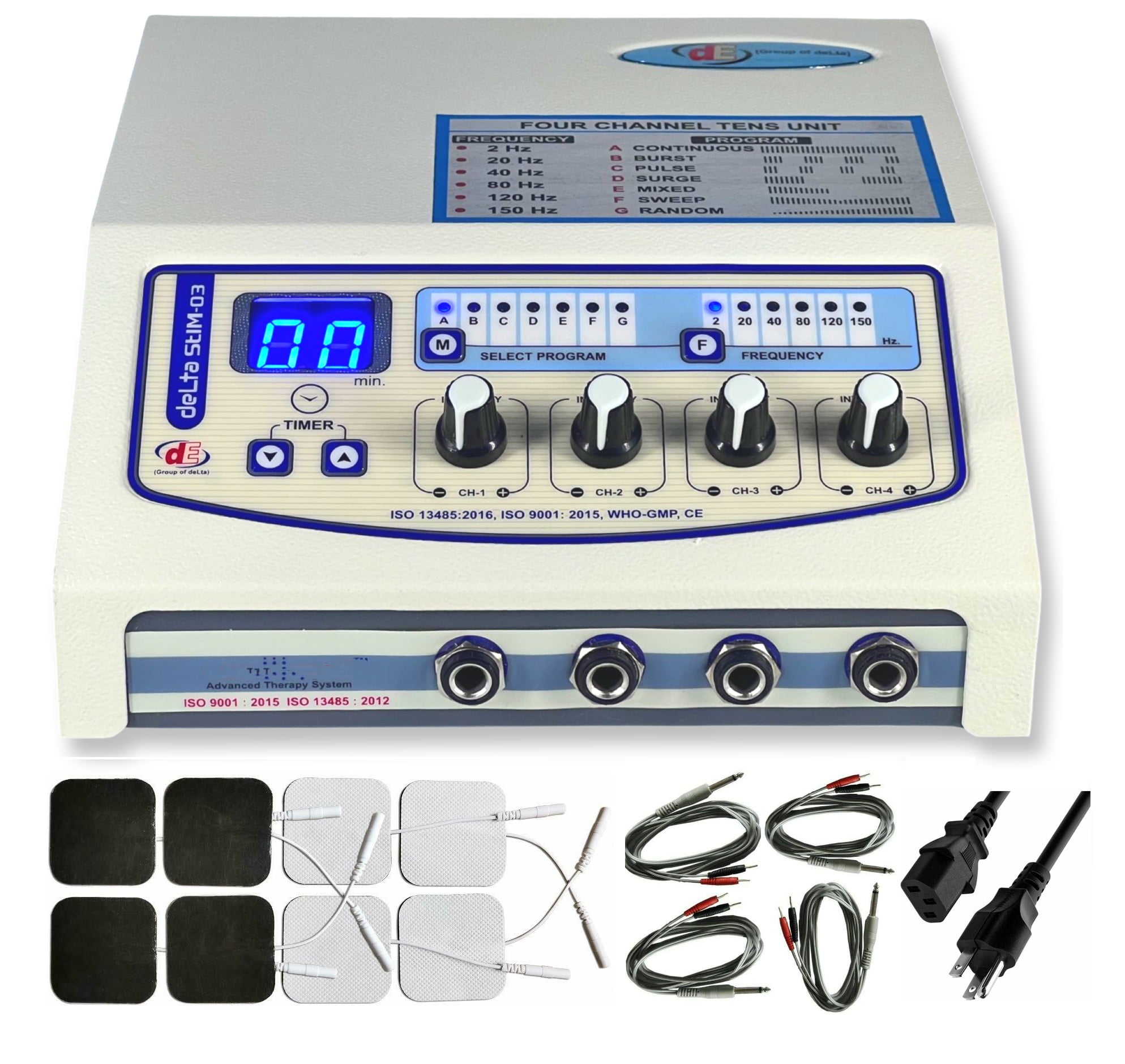 4 Channel Electrotherapy Tens uNIT Muscle Stimulator for Joint s Pain ...