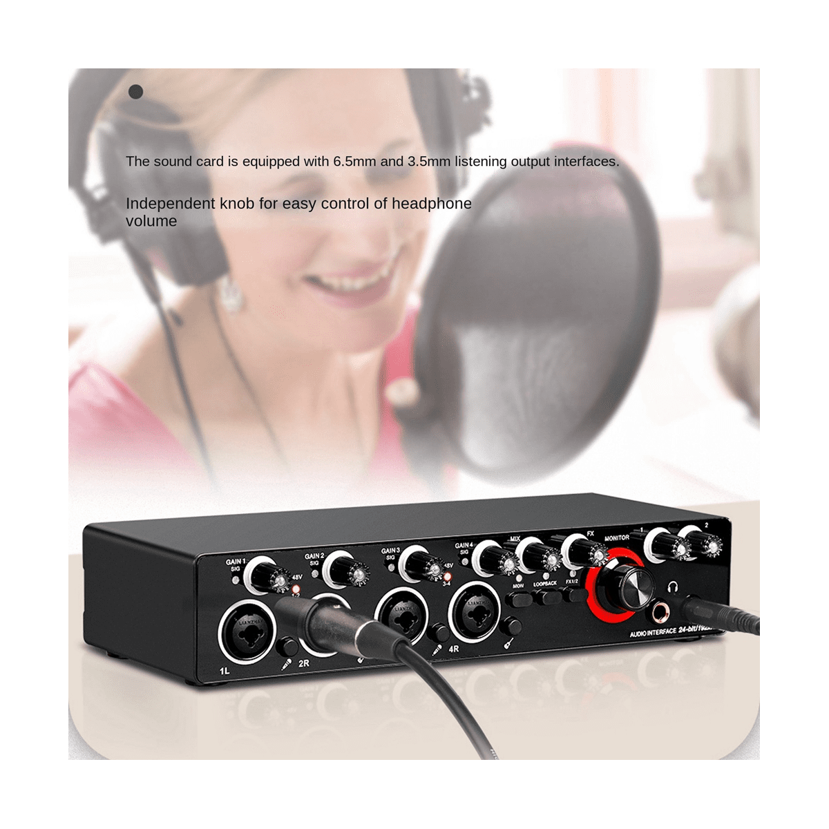4 Channel Interface Sound Recorder Recording Studio Volume Regulator ...