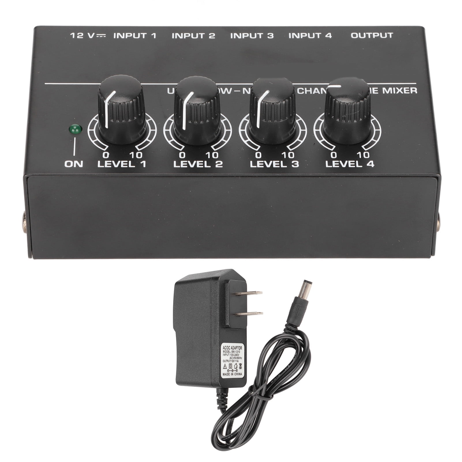 4 Channel Line Mixer Stereo Compact Low Noise Adjustable Volume Sound ...