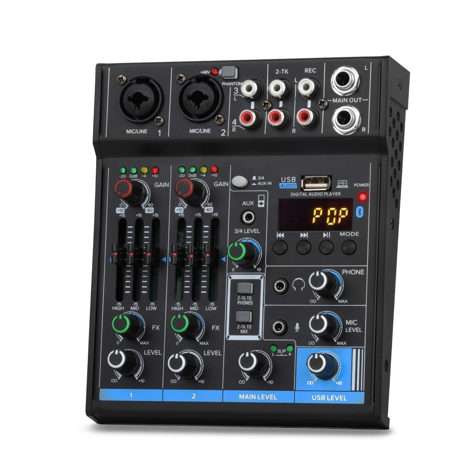 4 Channel Mini Mixer Sound Card DJ 16 Digital Effects Noise Reduction ...