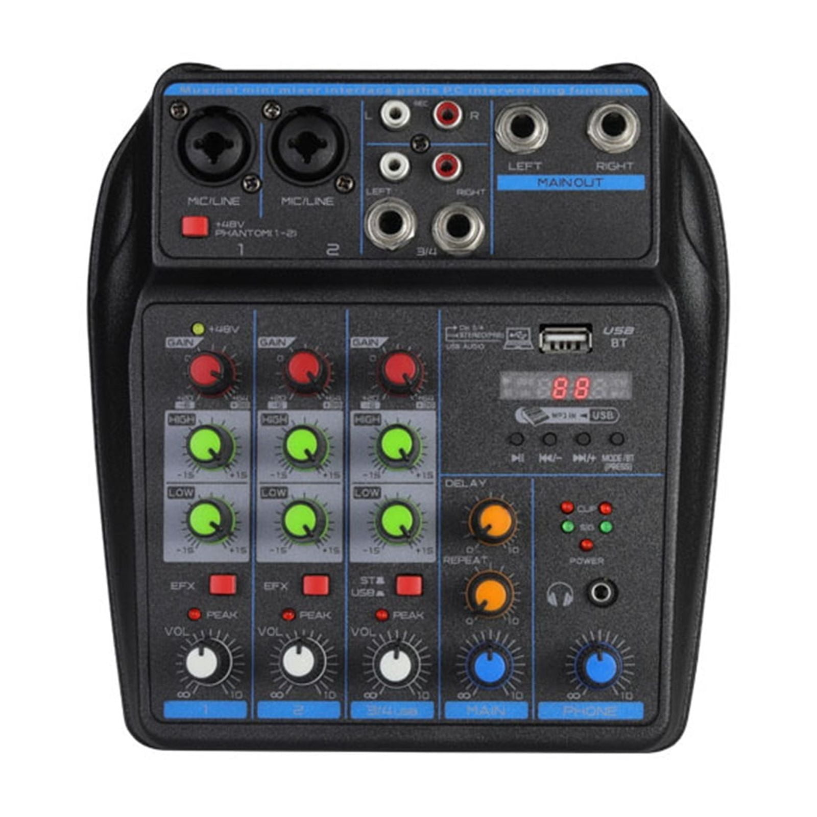 4 Channel Mixer DJ Mixing Console With 48V Phantom Power Monitor System ...