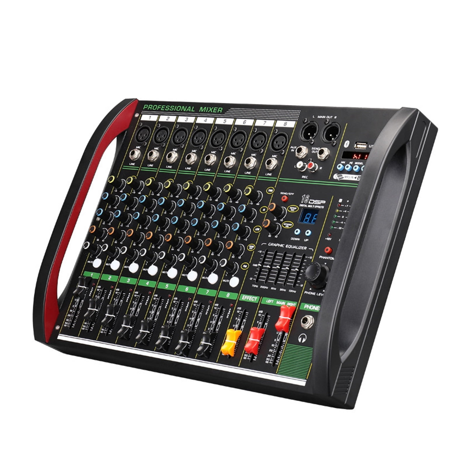 4 Channel Mixer DSP Reverberation Effect Professional USB Mixer Balance ...