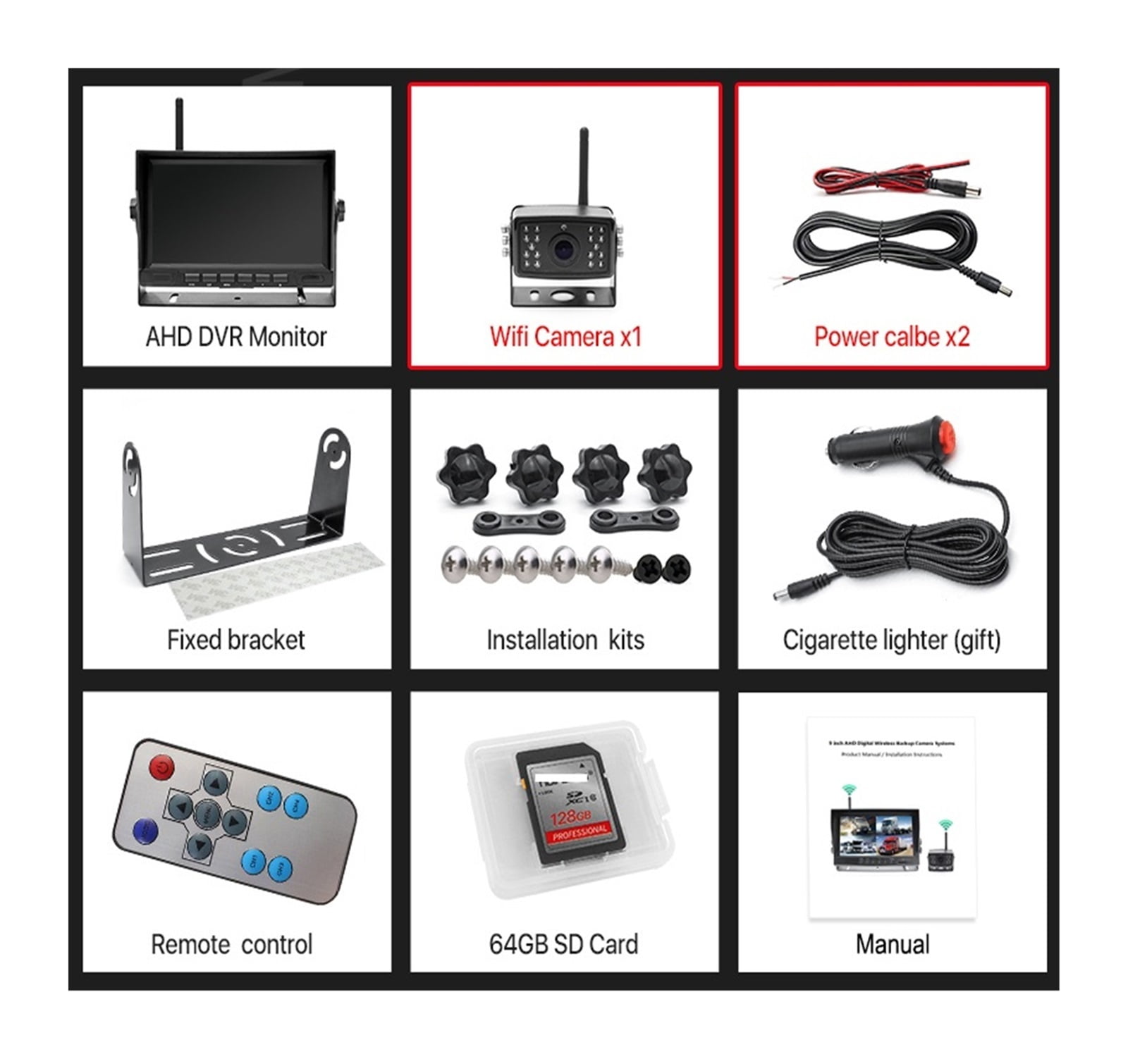 4 Channel Vehicle Digital DVR Recorder Monitor With Wireless Front Rear ...