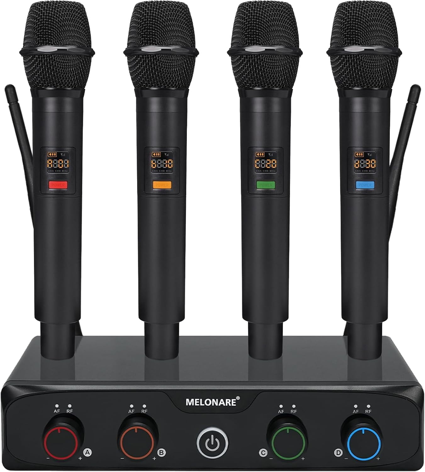 4-Channel Wireless System, UHF Compact Cordless Mic Set w/ 4x10 ...