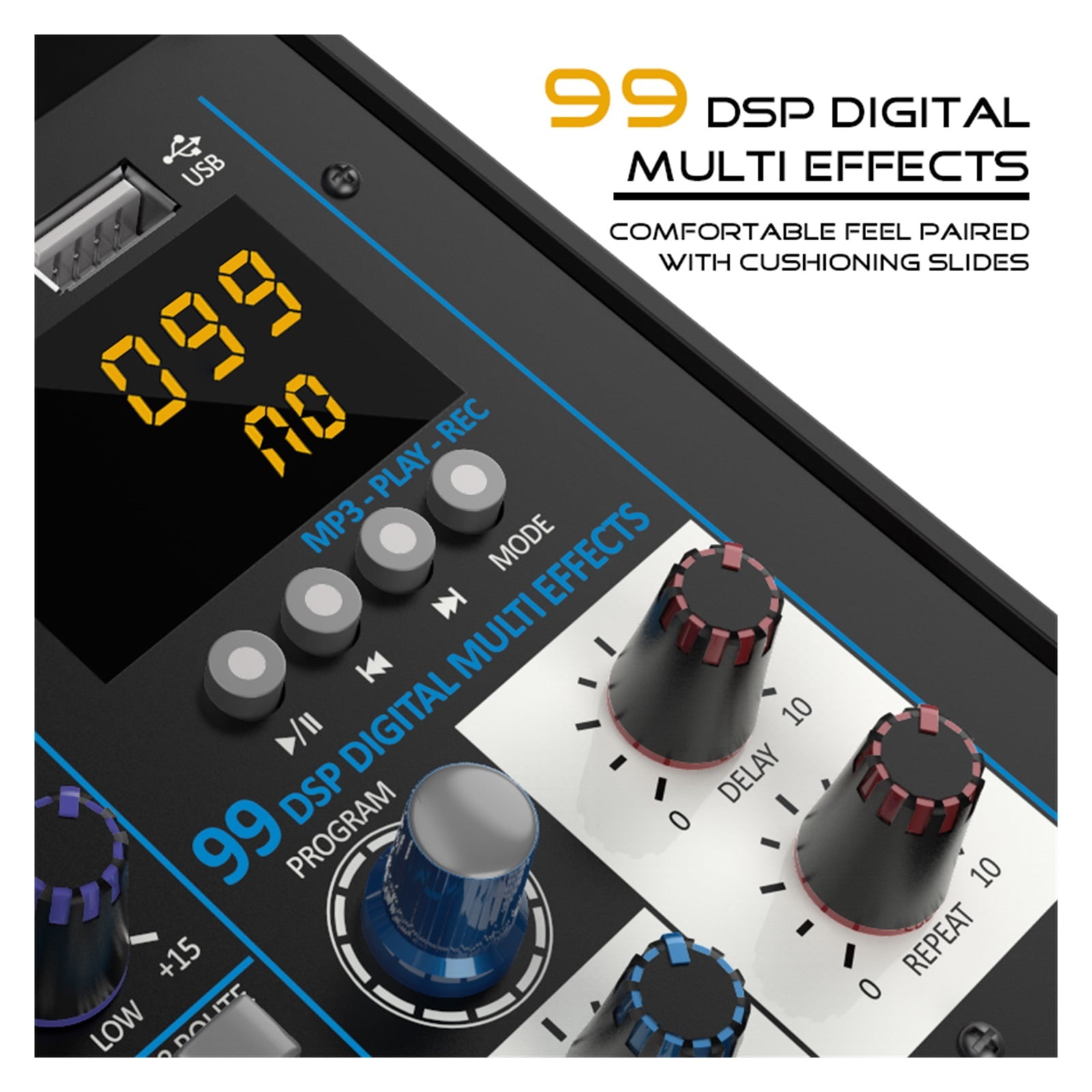 4 Channel dj Mixer Console with Bluetooth Mixer UHF Wireless Microphone ...