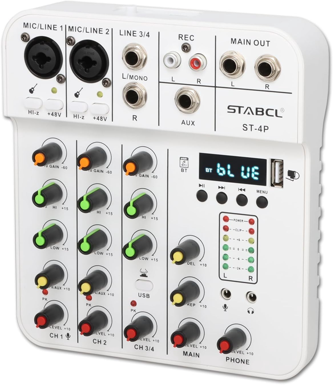 4 Channel o Mixer Small, Sound Board Mixing Console with Digital USB ...