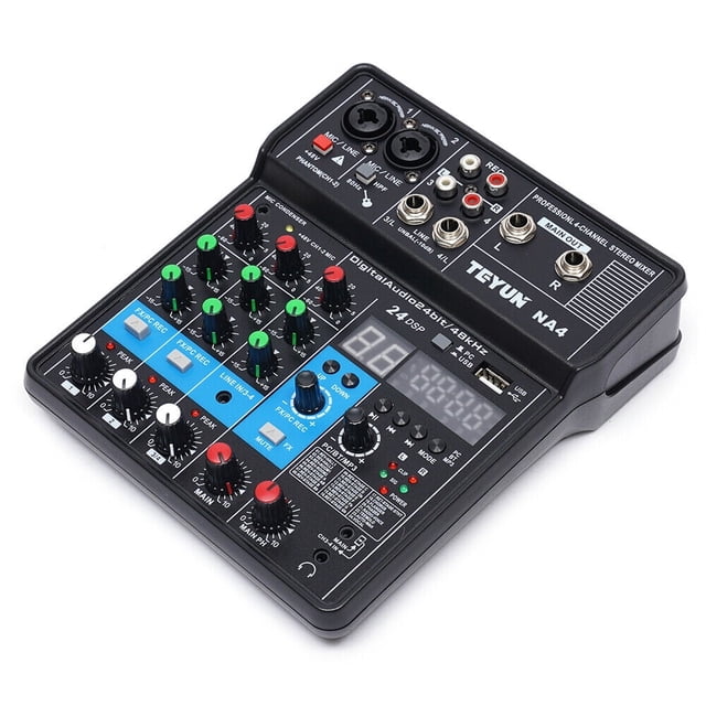 4 Channels Mini Audio Mixer Bluetooth USB Studio Audio Mixer DJ Live ...