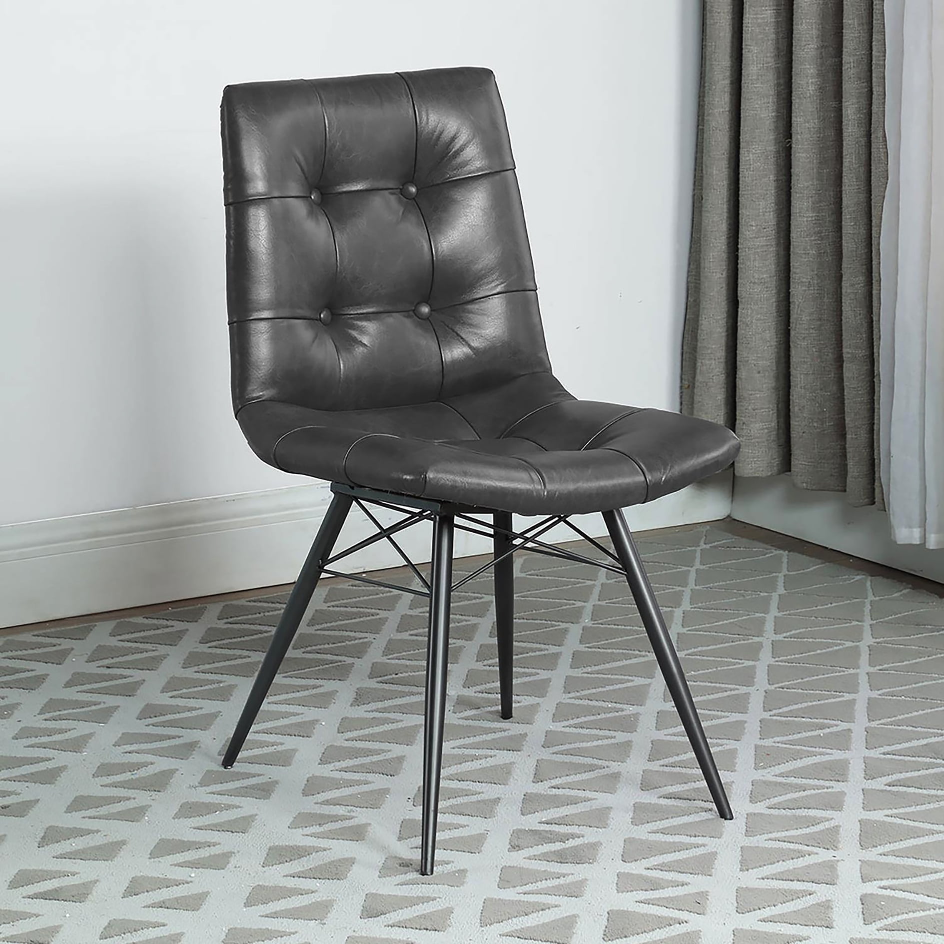 4 Charcoal Back Dining Chairs With Gunmetal Metal Legs - Modern ...
