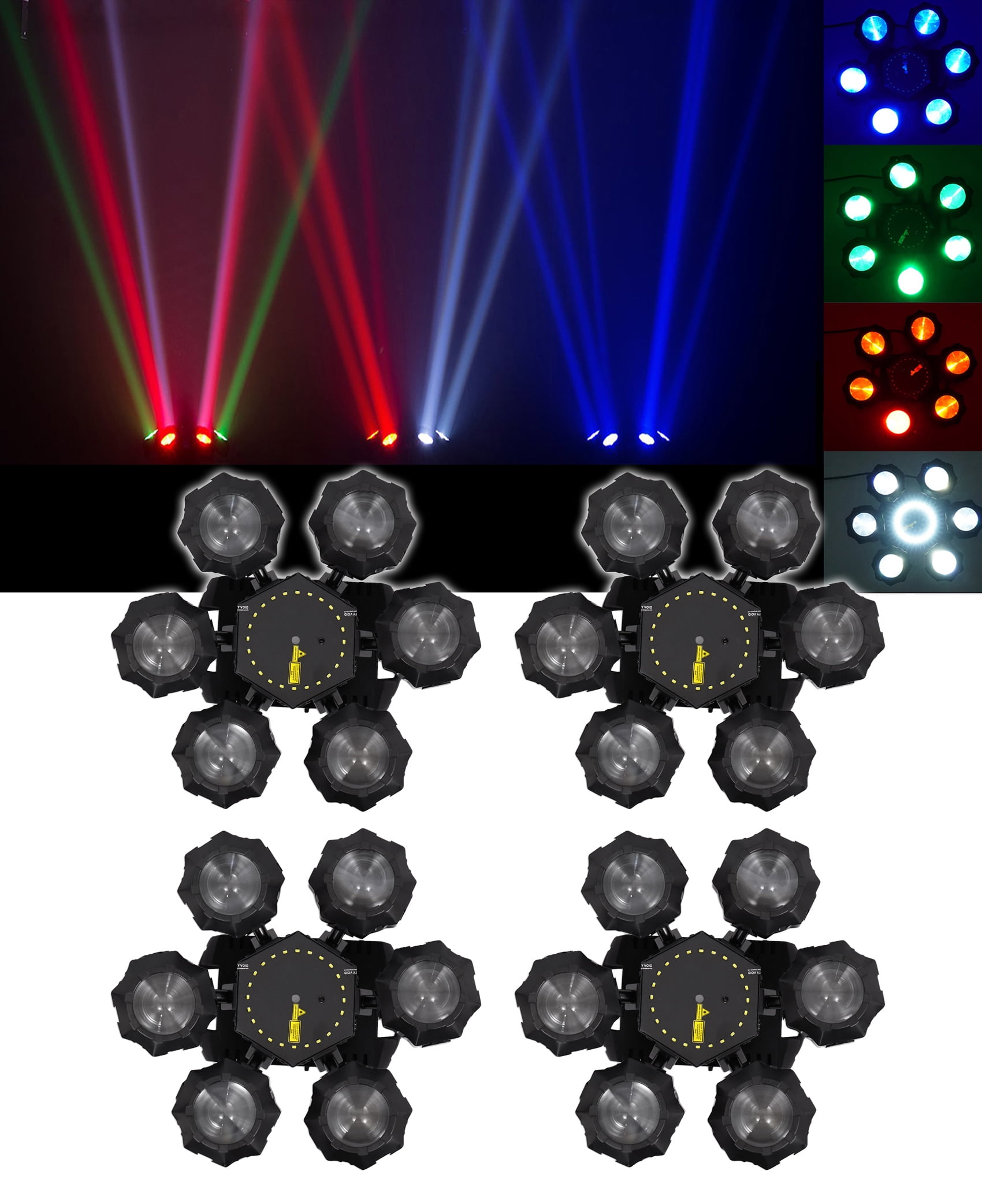 (4) Chauvet DJ Helicopter Q6 DMX Rotating Dance Floor FX Lights w ...