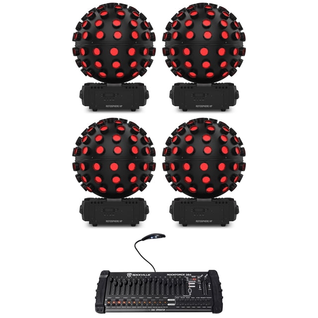 (4) Chauvet DJ Rotosphere HP LED Rotating Mirror Ball Simulators+DMX ...