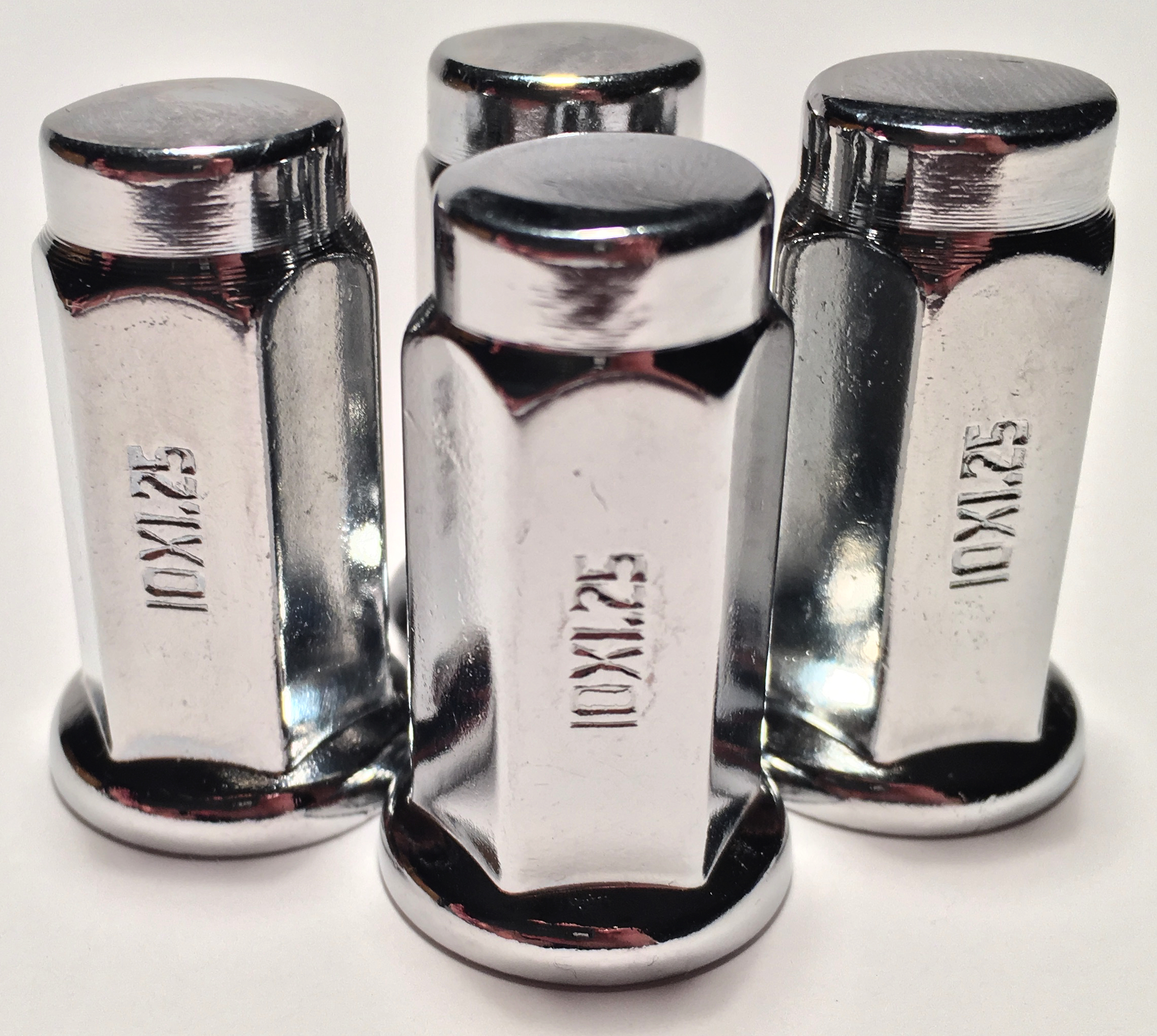 4 Chrome 10x1.25 Flat Base Lug Nut Set 14mm Hex ATV UTV Kodiak Banshee ...