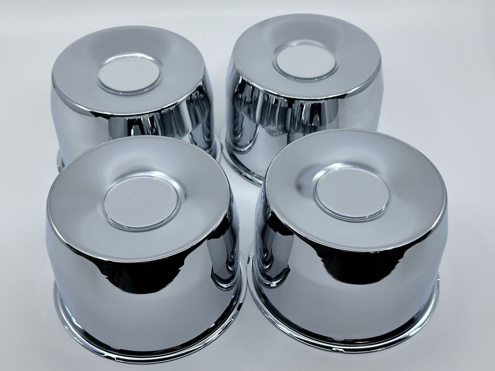 4 Chrome Steel Short Center Cap Push Thru wheel rims 5.15" Center Bore ...