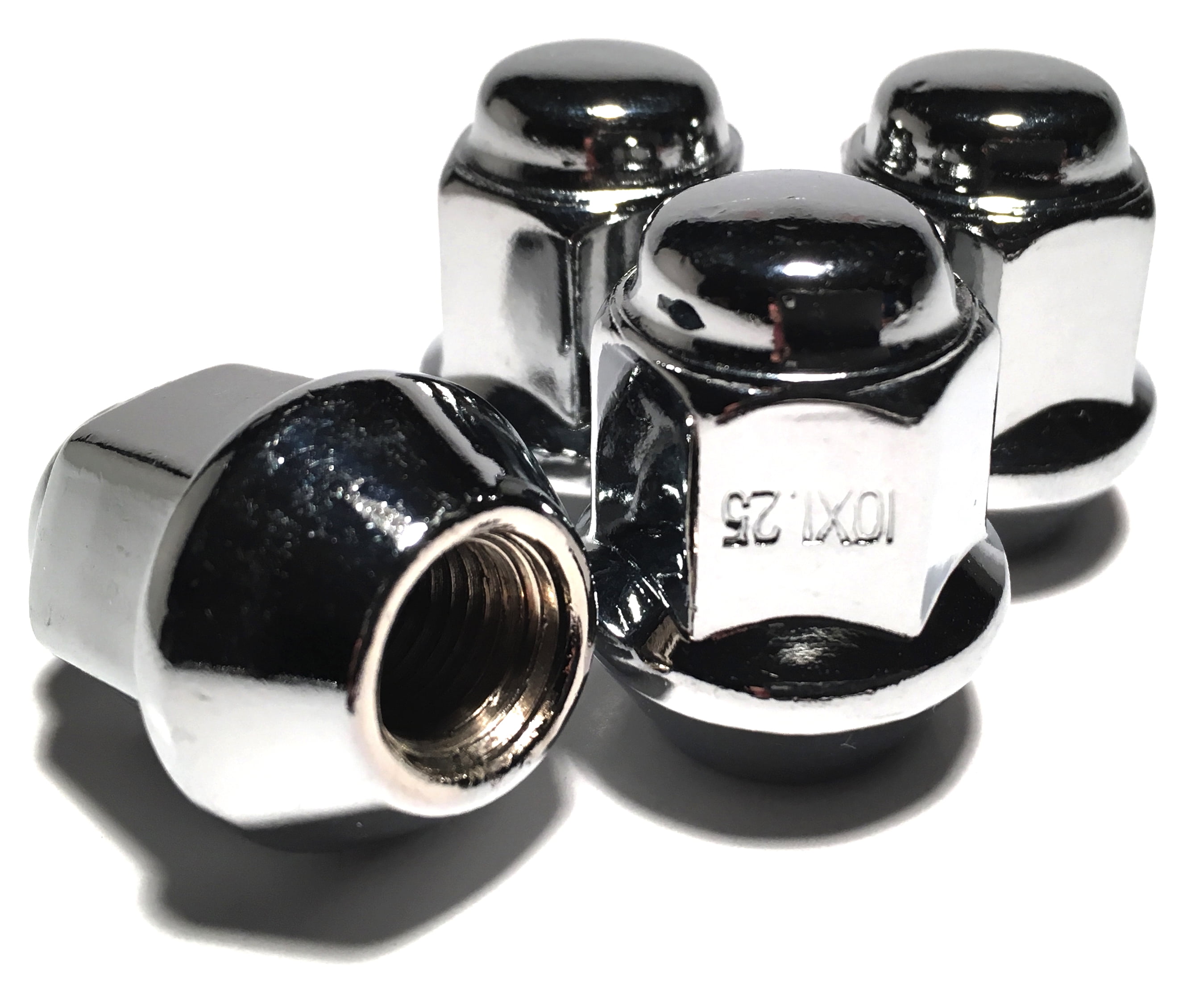 4 Chrome Tapered Base Lug Nut Set 10x1.25 17mm Hex ATV UTV Kodiak ...