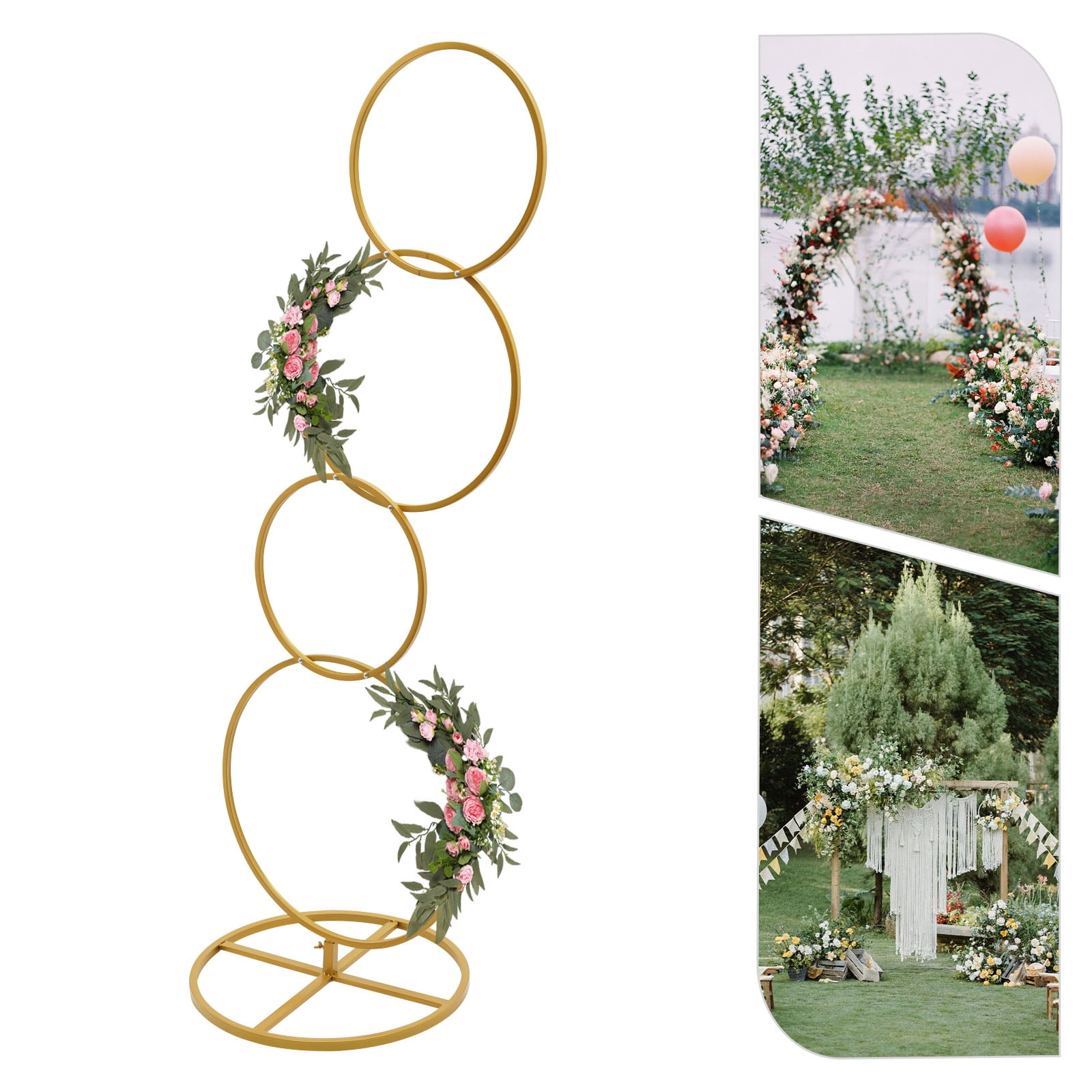 4 Circle Flowers Wedding Round Arch Backdrop Stand, Detachable 4 Tier ...