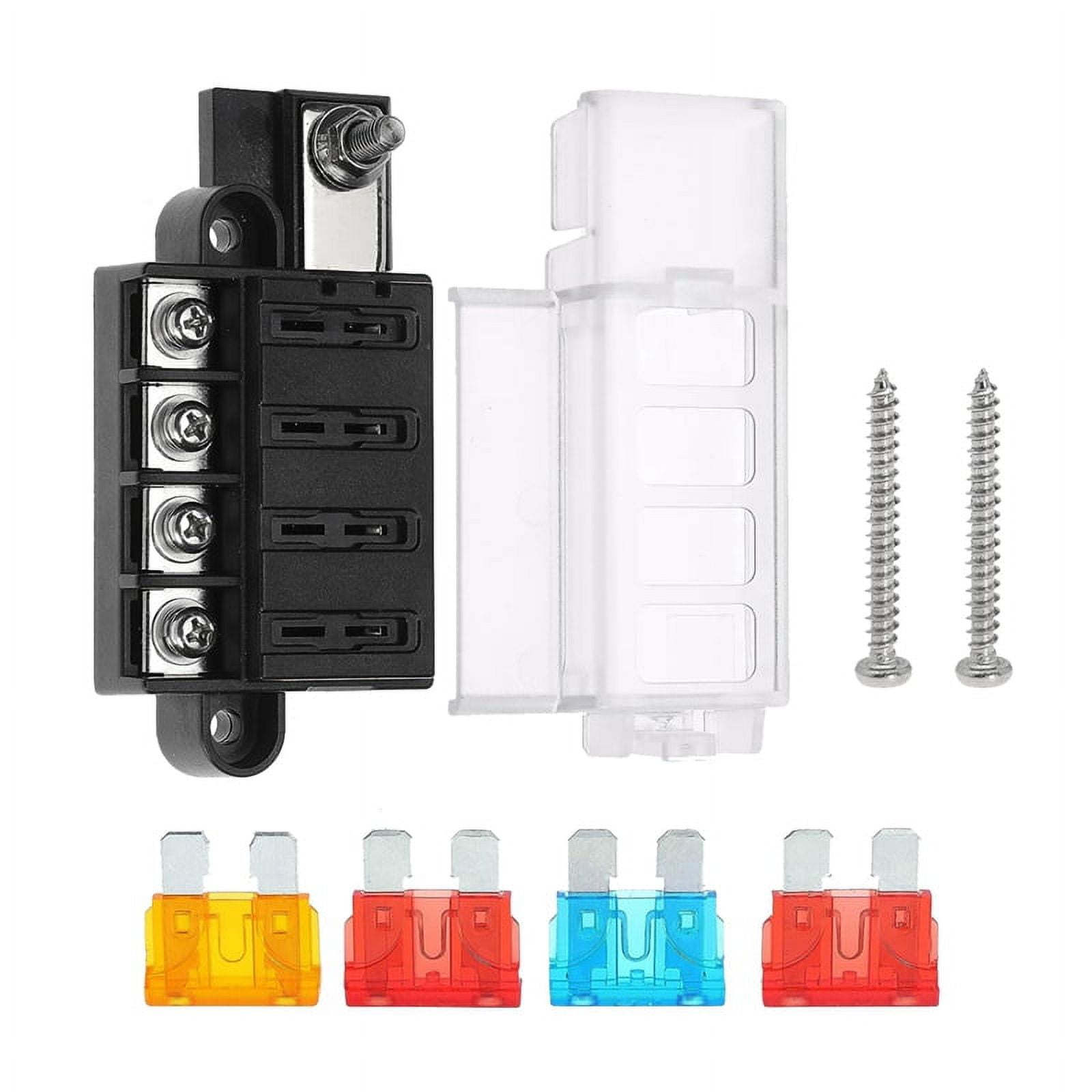 4 Circuit Fuse Block for Blade #5045 with Cover for Marine - Walmart.com