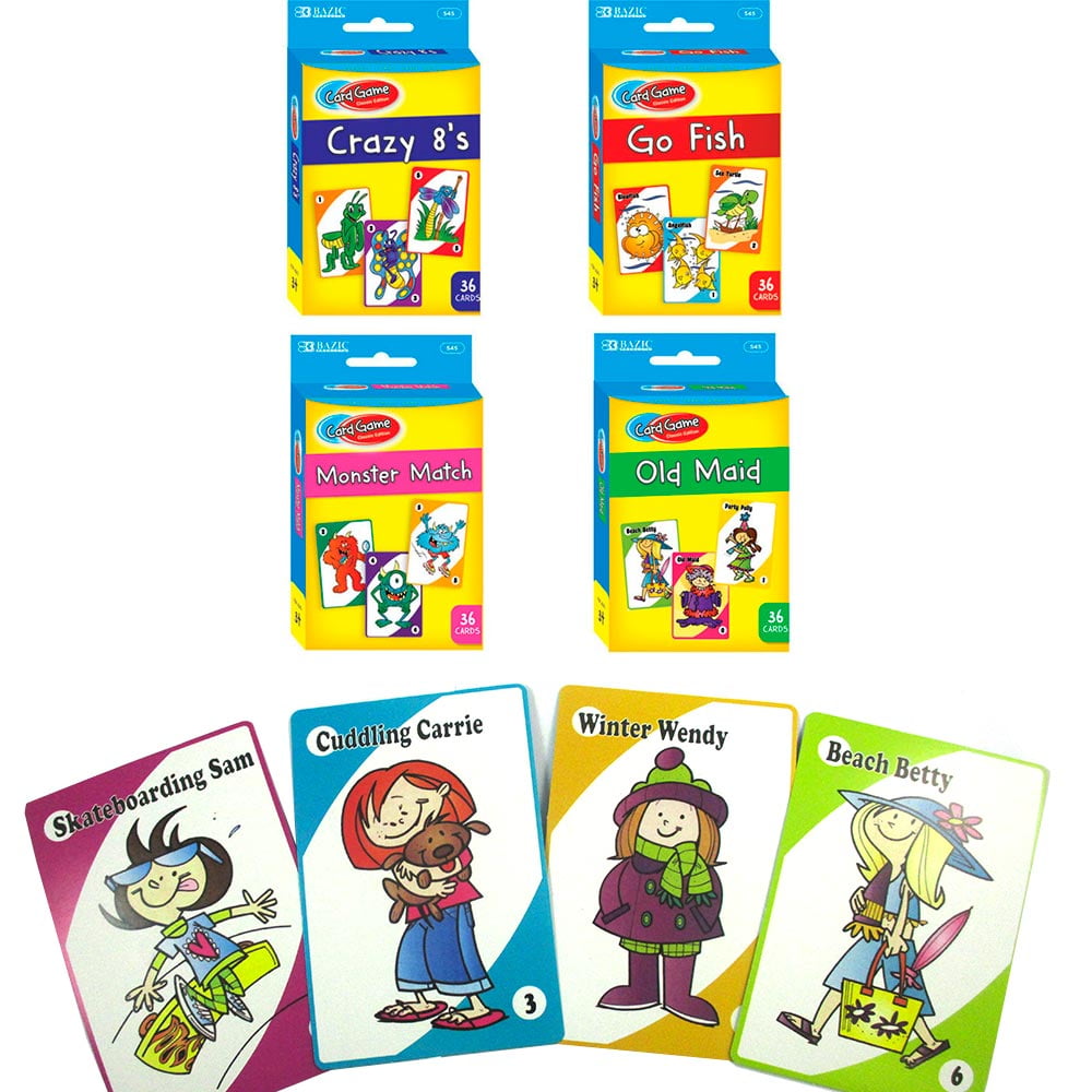 Top Bargains 4 Classic Kids Card Games - Crazy 8s, Go Fish, Monster ...
