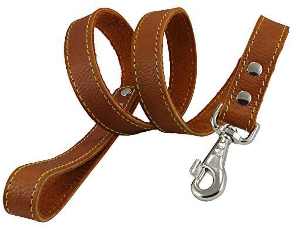 4' Classic Genuine Leather Dog Leash 1" Wide for Largest Breeds Orange ...