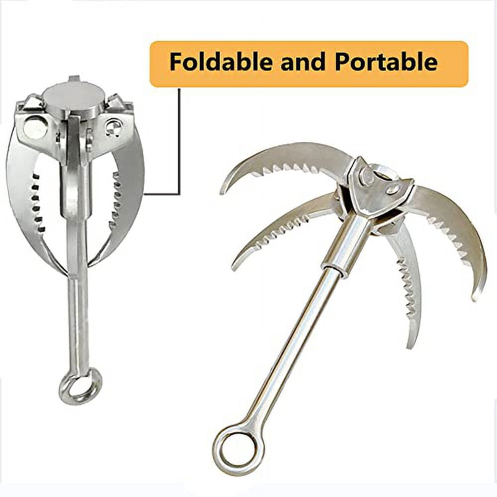 4-Claw Grappling Hook,Stainless Steel Claw Carabiner with 66ft 8mm ...