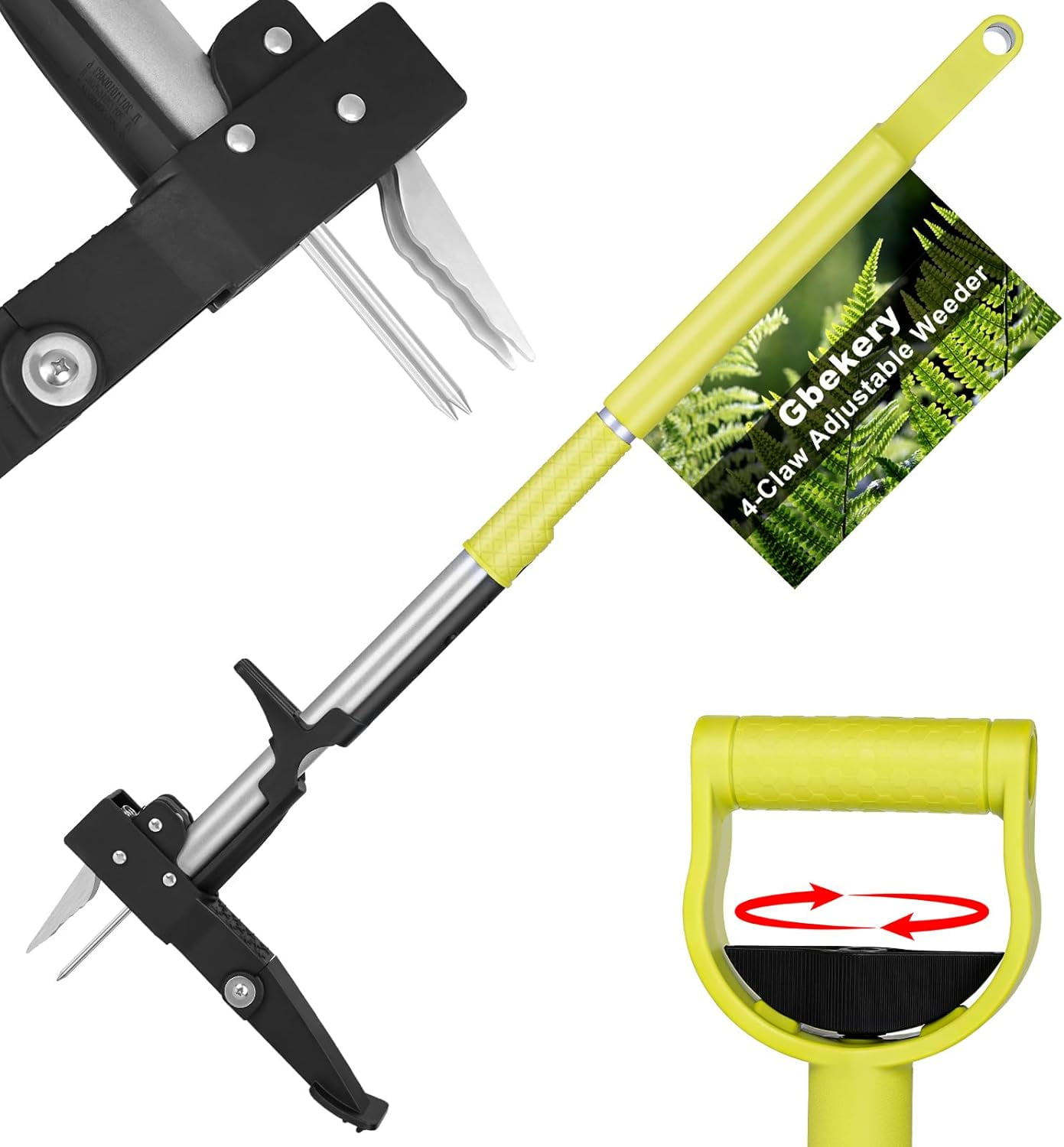 4-Claw Weed Puller Tool All-in-one with Long Handle Adjustable 39" to ...