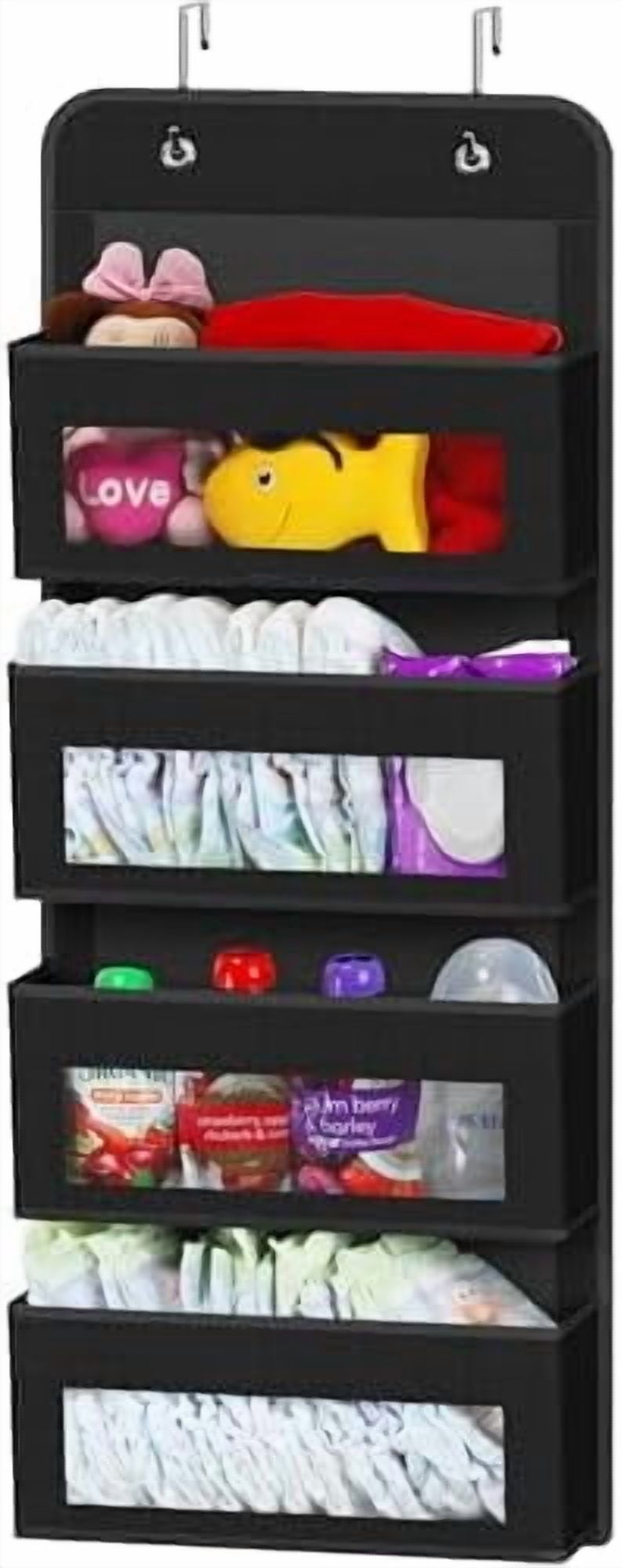 4 Clear Window Pocket Over Closet Door Storage Hanging Organizer for ...
