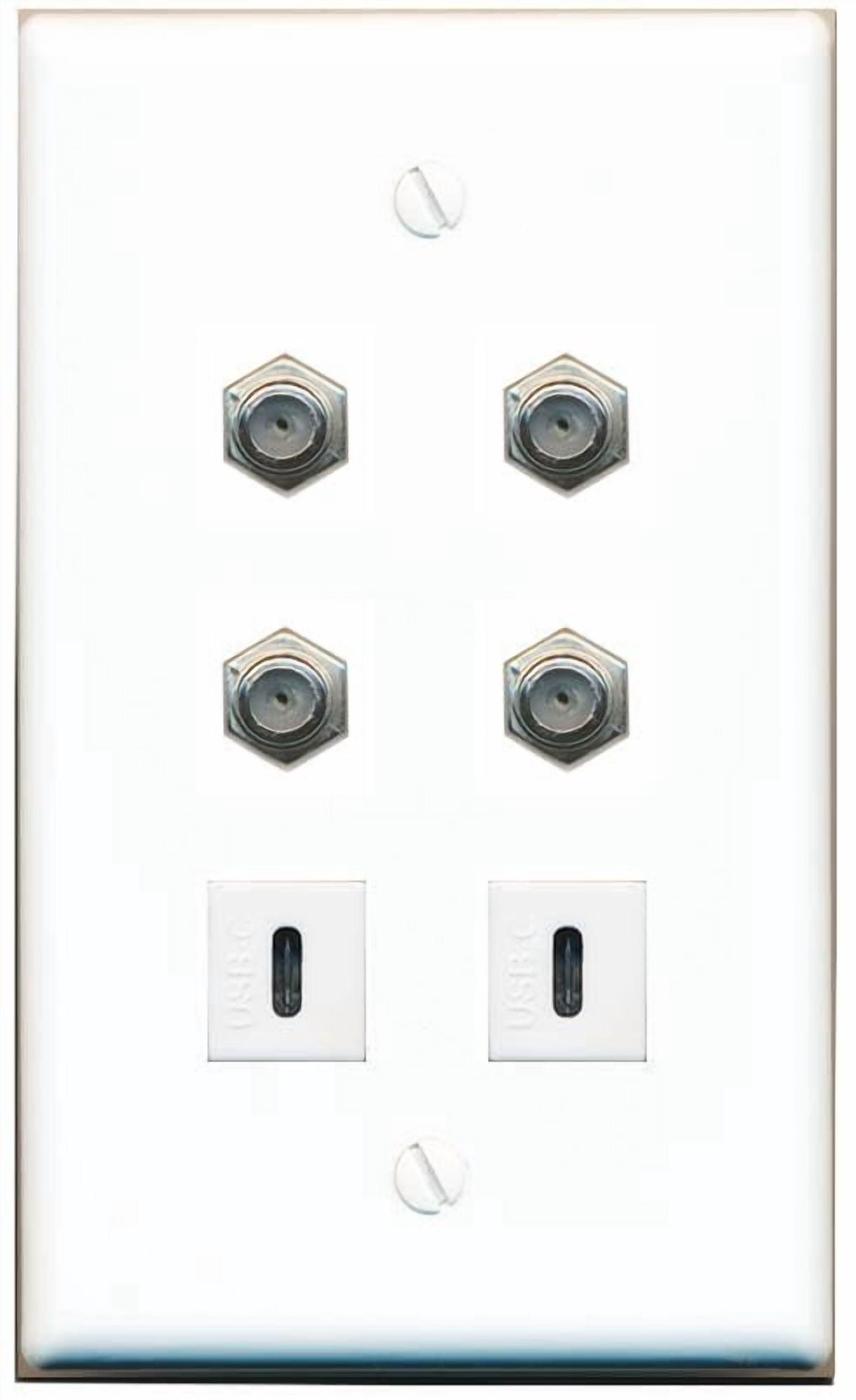 4 Coax 2 USBC Flat/Solid Wall Plate [White] - Walmart.com