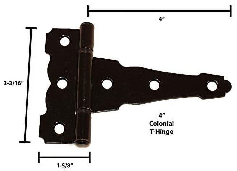 4" Colonial Style T Hinge (Set of 6) Shed Hinges W/Screws Chicken Coop ...