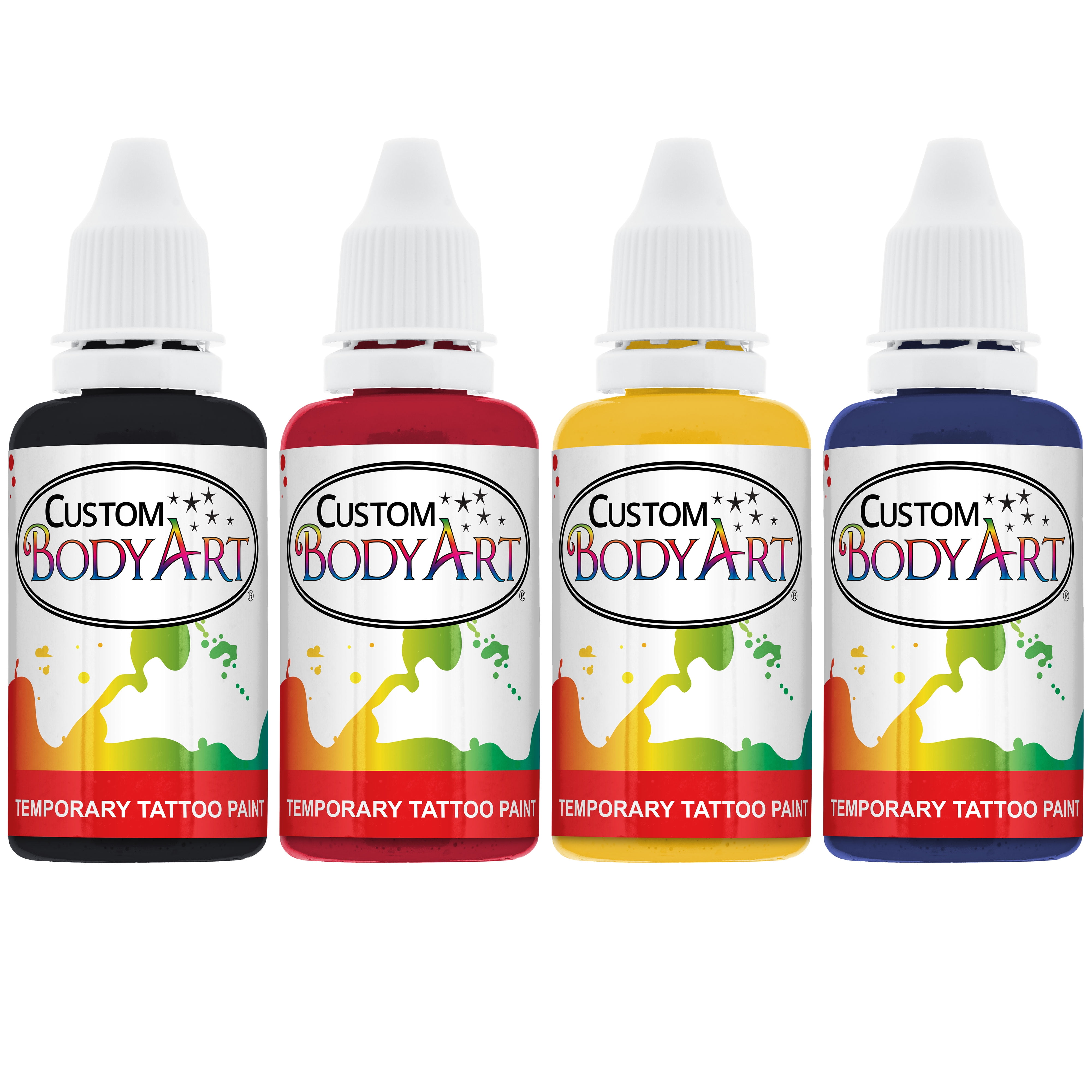4 Color 1oz Custom Body Art Airbrush Temporary Tattoo Paint Set Ink Kit ...
