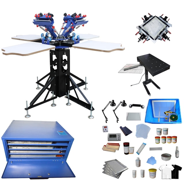 4 Color 4 Station Screen Printing Press Kit Silk-screen Printing ...