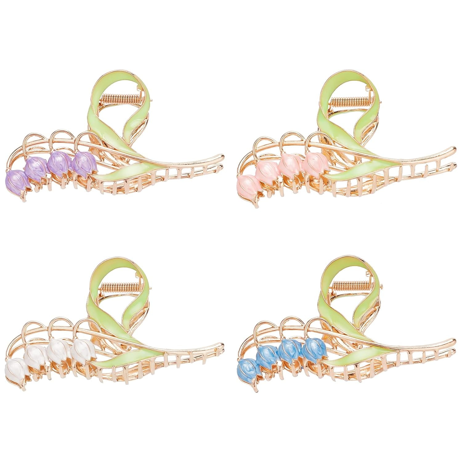4 Color Flower Hair Clips Lily of The Valley Hair Clamps Strong Hold ...