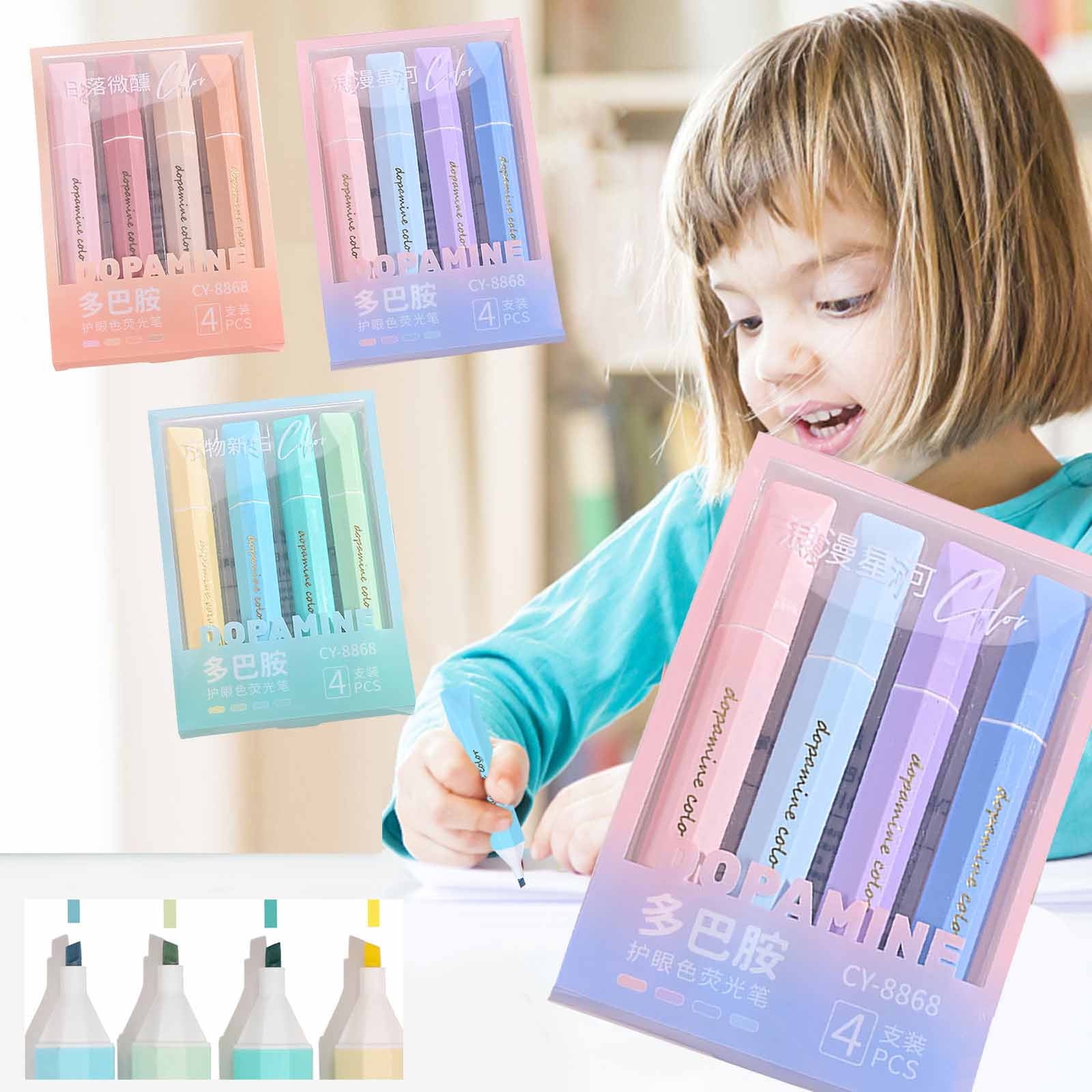 4-Color Highlighter Pen Set, 5ml Ink, Multi-Surface Writing, Durable ...