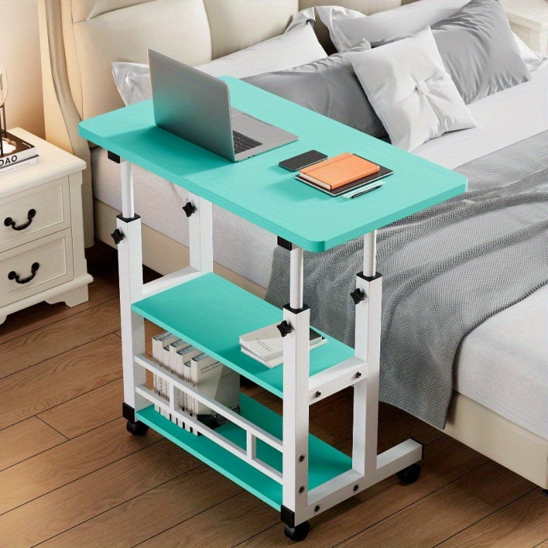 4-Color Portable Sofa Side Table with Wheels, Adjustable Height Mobile ...