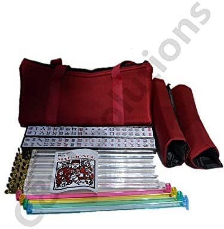 4 Color Pushers and 4 Clear Racks + American Mah Jong Set Burgundy Red ...