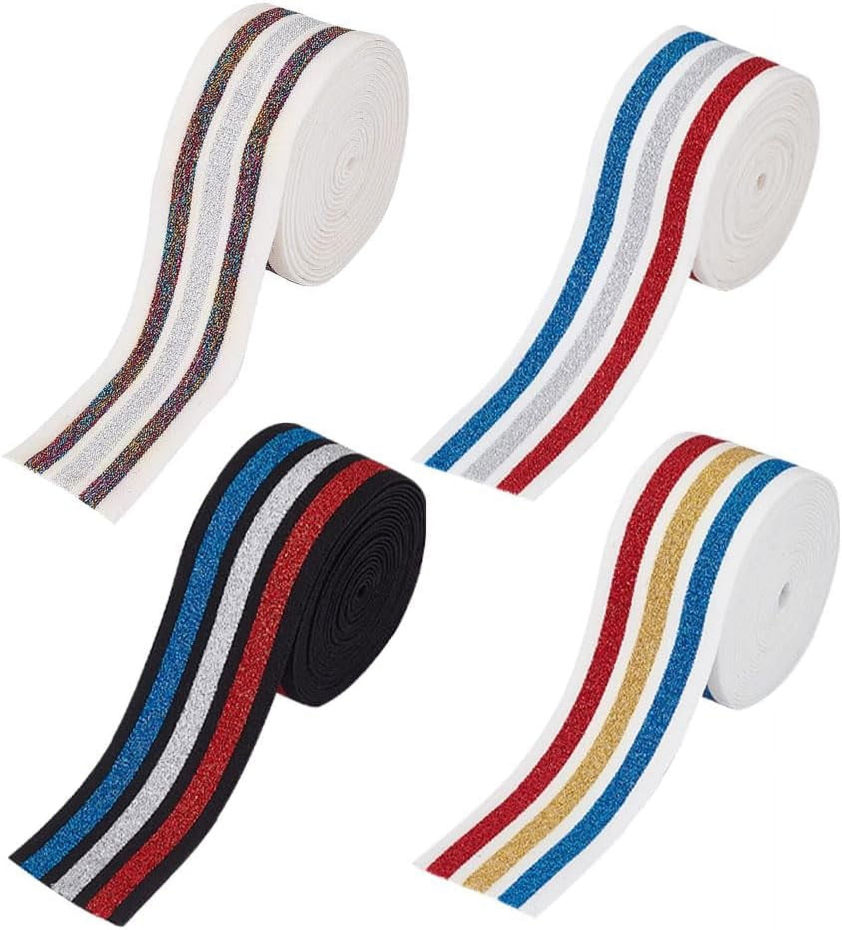4 Colors 12M Striped Elastic Band for Clothing 40mm Elastic Fibre ...