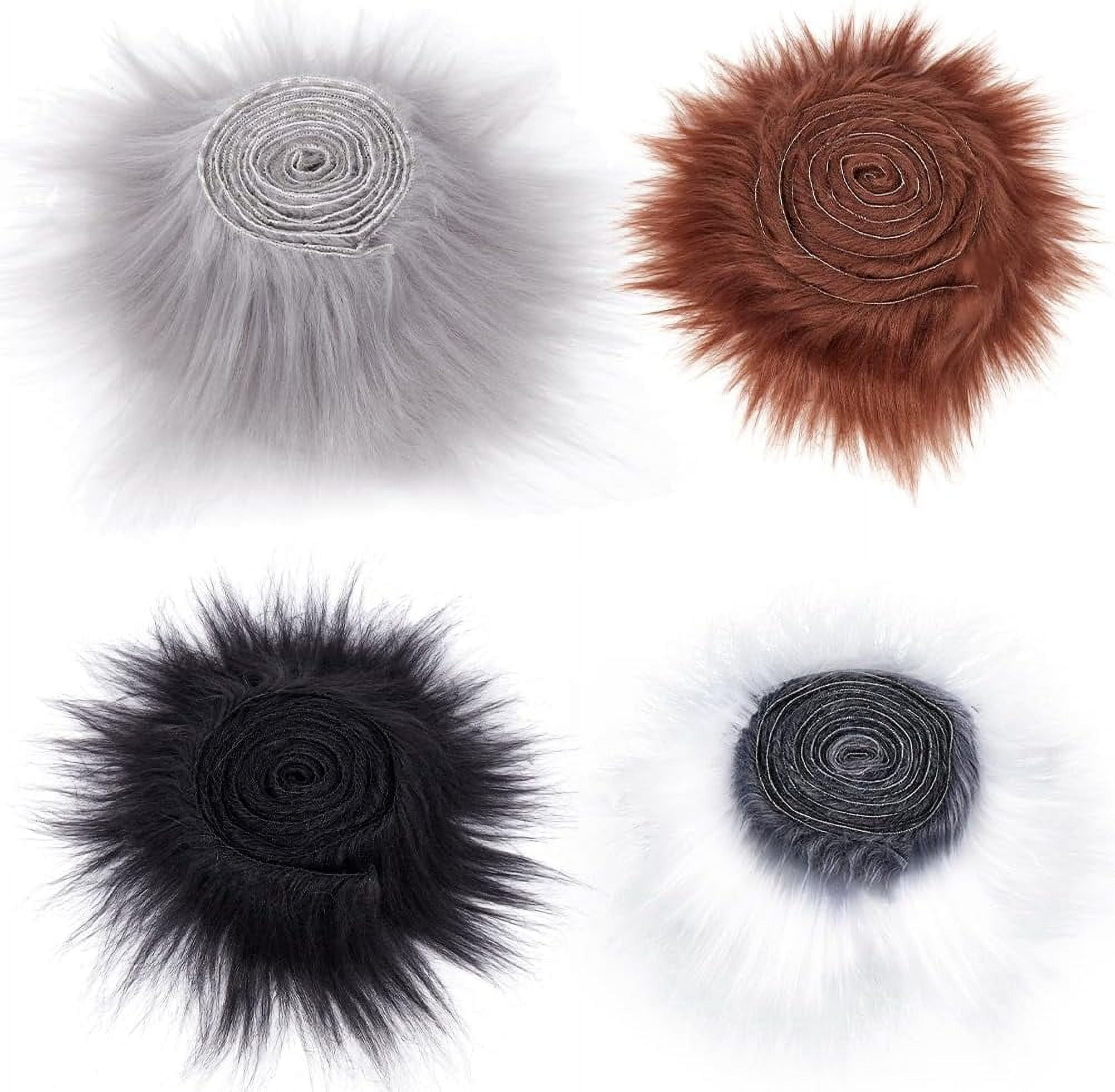 4 Colors 2" x 60" Faux Fox Fur Fabric Shaggy Fur Patches Fluffy Rug 3mm ...