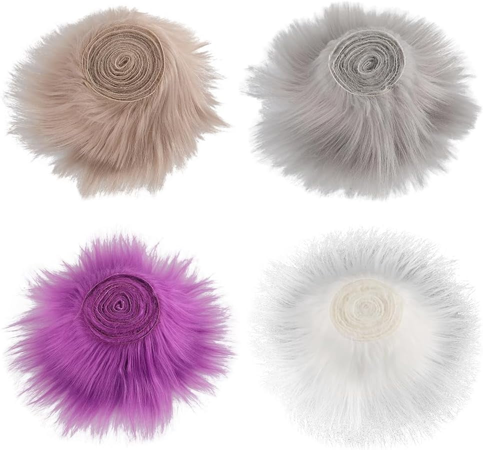 4 Colors 240 Inch Shaggy Plush Faux Fur Fabric Precut Strips Fluffy ...