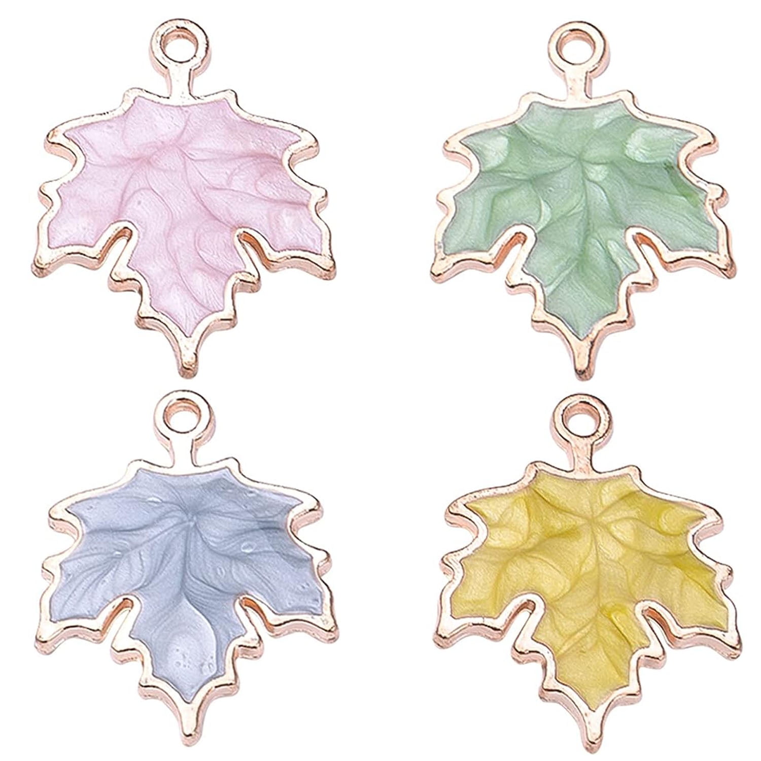 4 Colors 24pcs Maple Leaf Charms Alloy Autumn Fall Leaves Pendants ...
