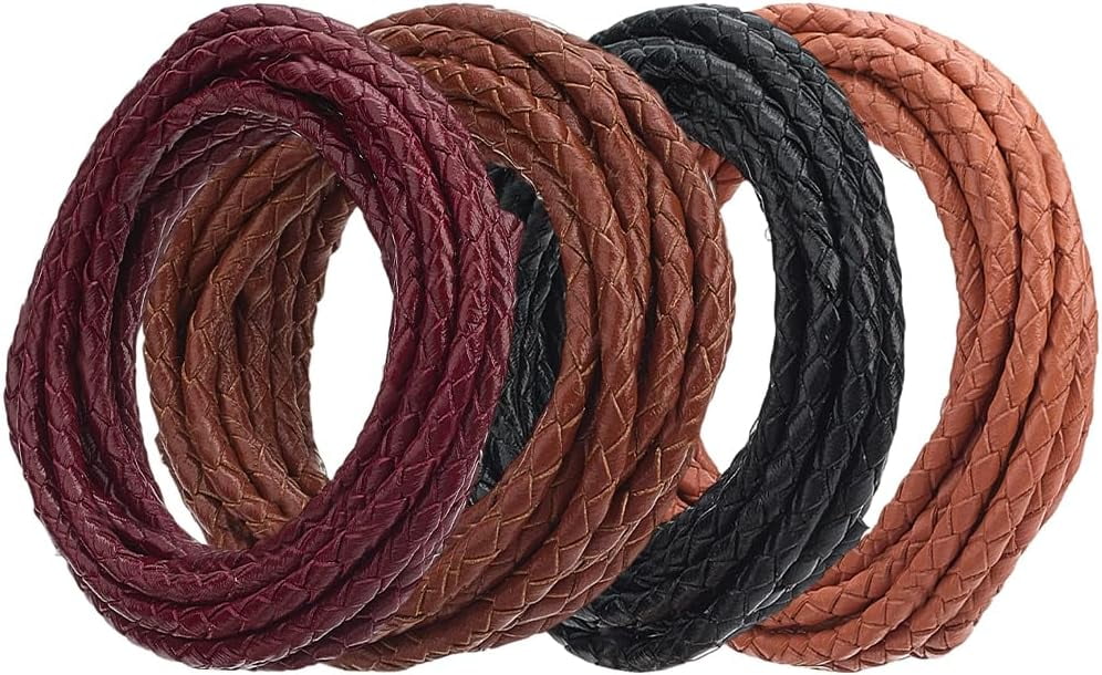 4 Colors 8 Yards Genuine Leather Bolo Tie Cord for Crafts 3MM Folded ...