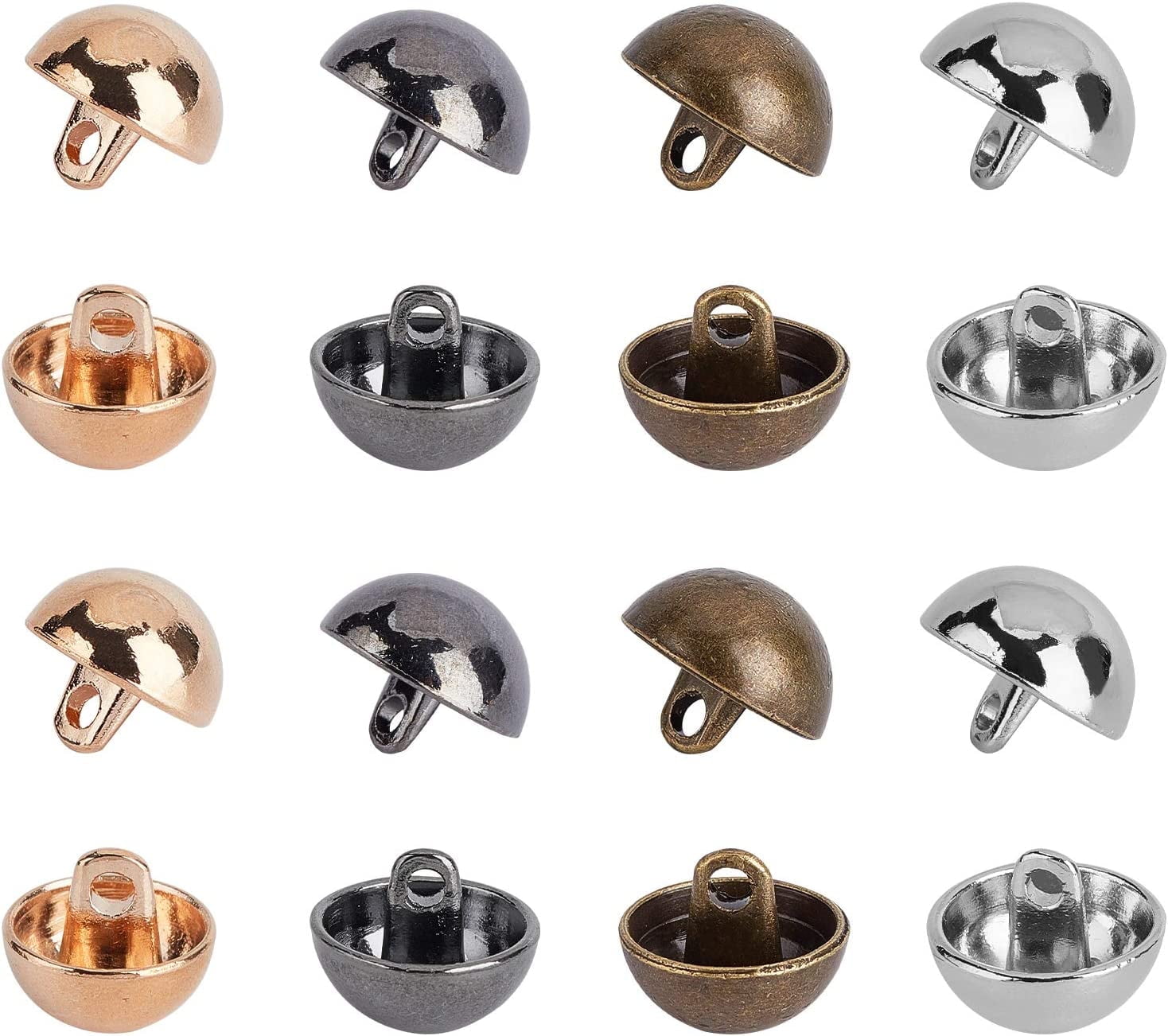 4 Colors 80pcs 12.5mm Diameter Alloy Sewing Buttons Shank Blazer Dome ...