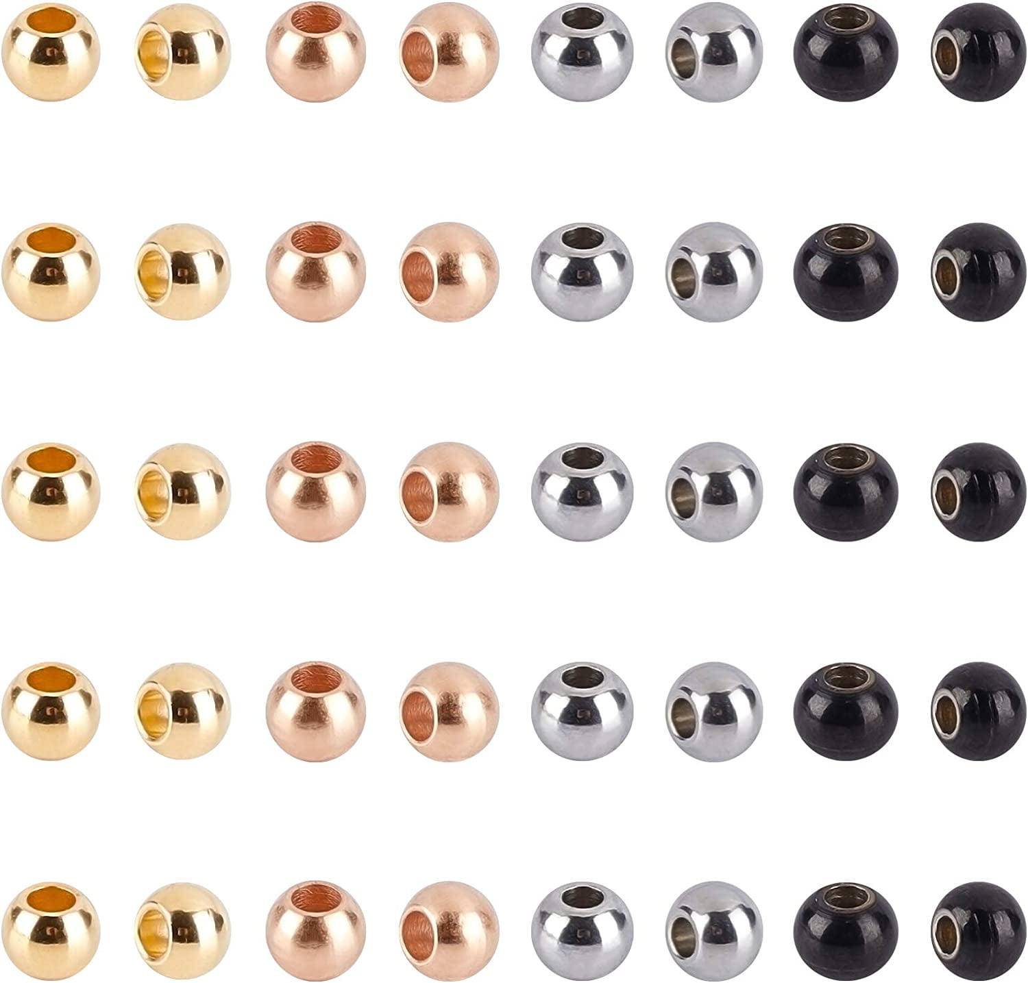 4 Colors 80pcs 3mm Round Spacer Beads Stainless Steel Loose Beads 1mm ...
