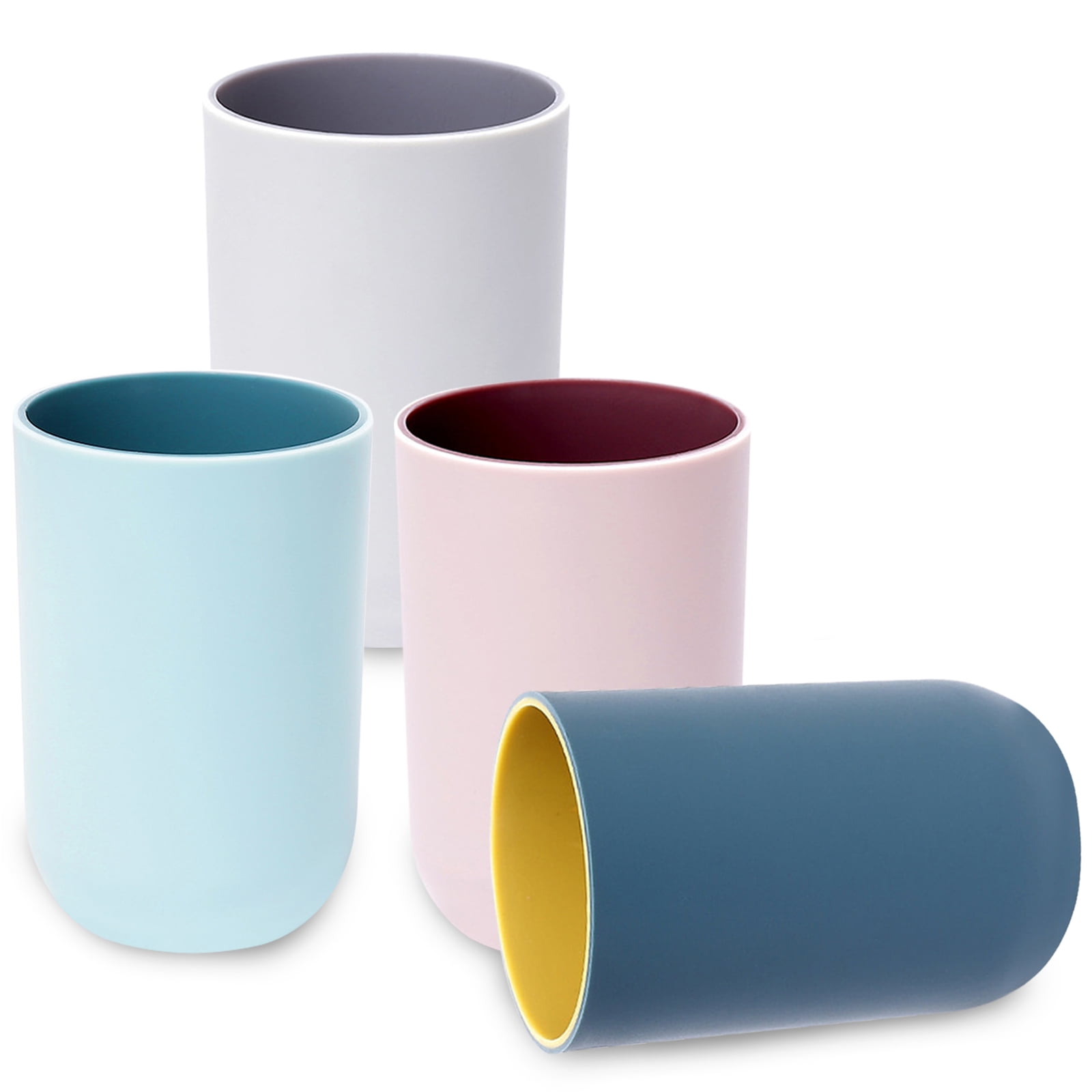 4 Colors Bathroom Cups, Unbreakable Drinking Cups Plastic Toothbrush ...