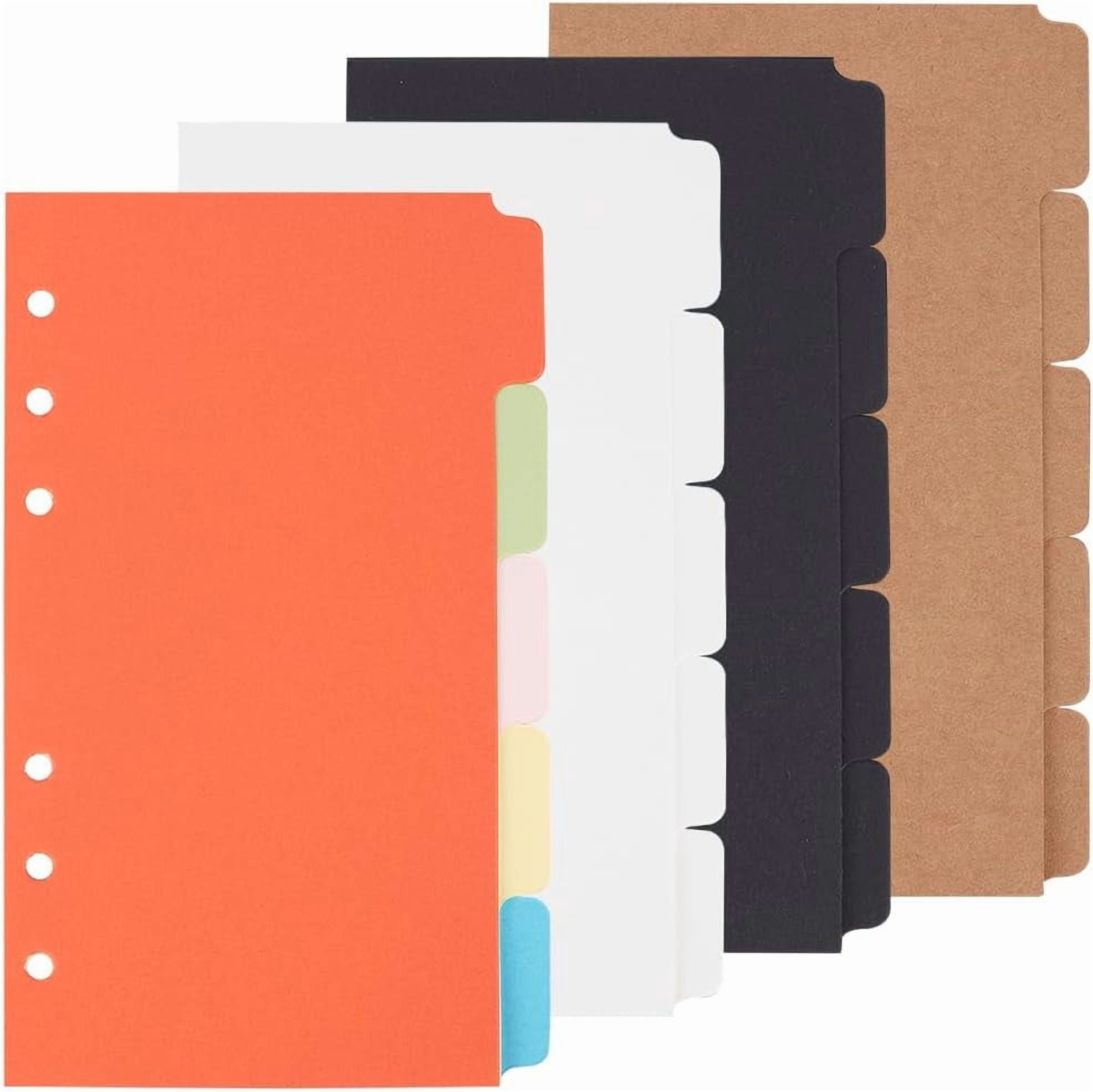 4 Colors Binder Dividers for 6 Rings 20 Dividers 5-Tab Notebook Paper ...