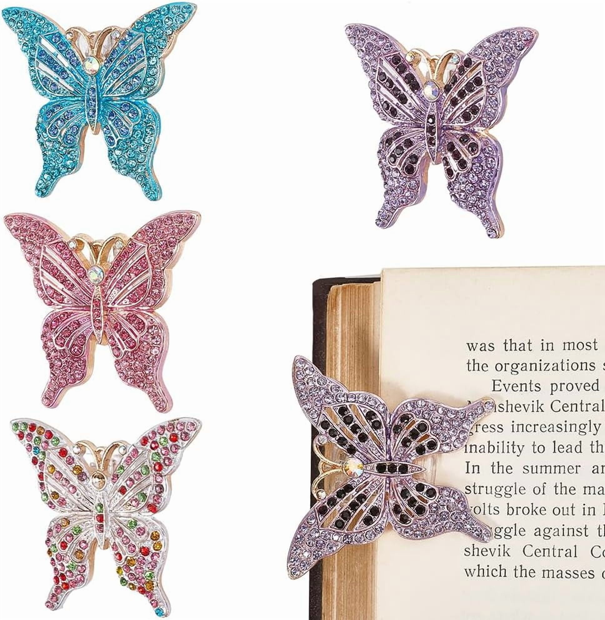 4 Colors Butterfly Metal Book Clip Rhinestone Vintage Journal Paper ...